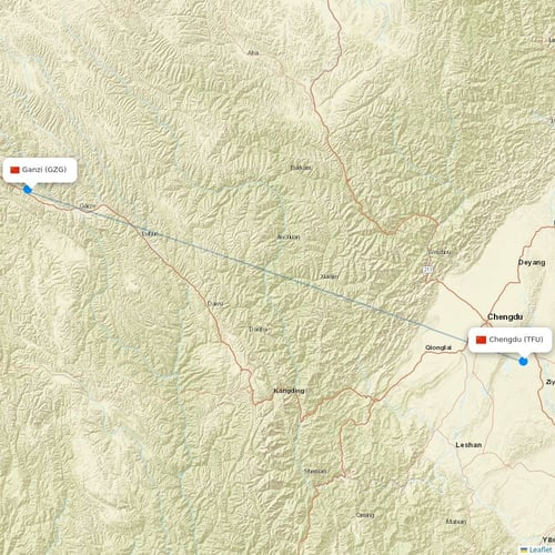 Ganzi (GZG) flight routes & destinations - Flight Routes