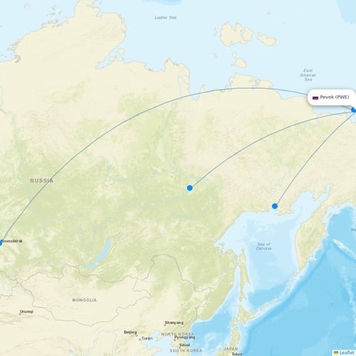Pevek (PWE) flight routes & destinations - Flight Routes