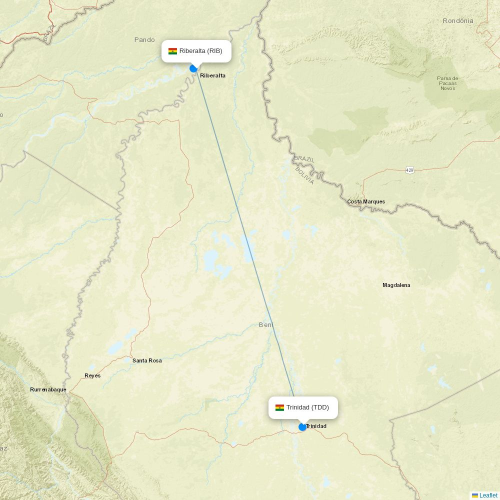 Riberalta (RIB) flight routes & destinations - Flight Routes