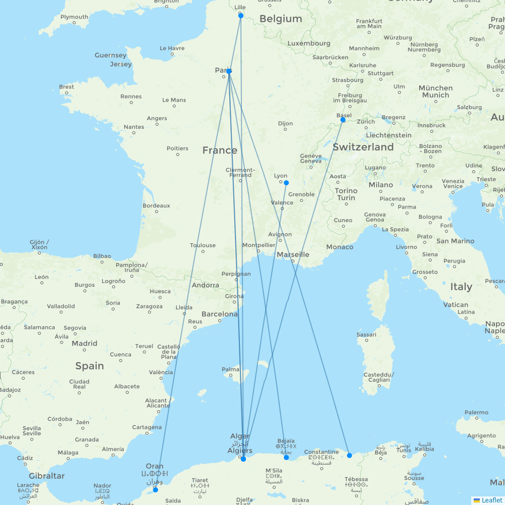 ASL Airlines France Routes 5O 2025 Map Flight Routes ASL Airlines France Routes 5O 2025 Map Flight Routes