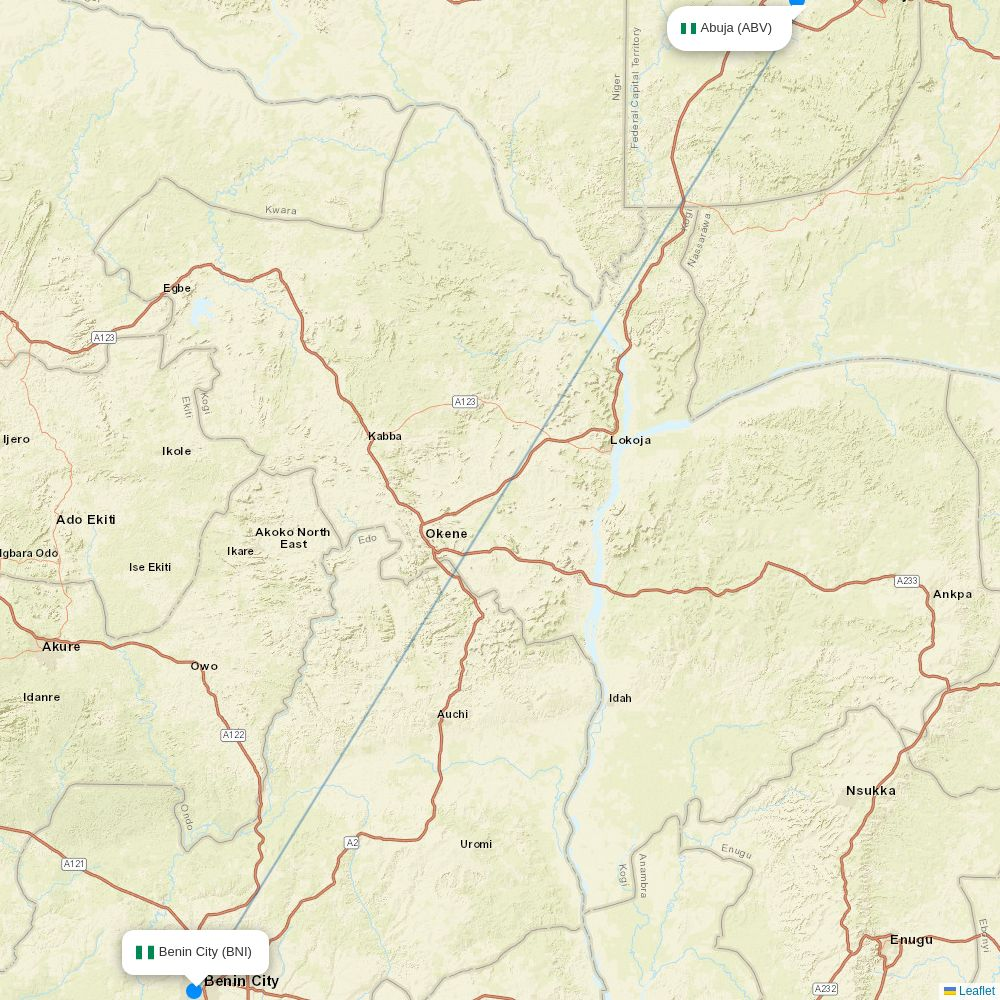 Air Peace airline routes (P4) 2026, map - Flight Routes