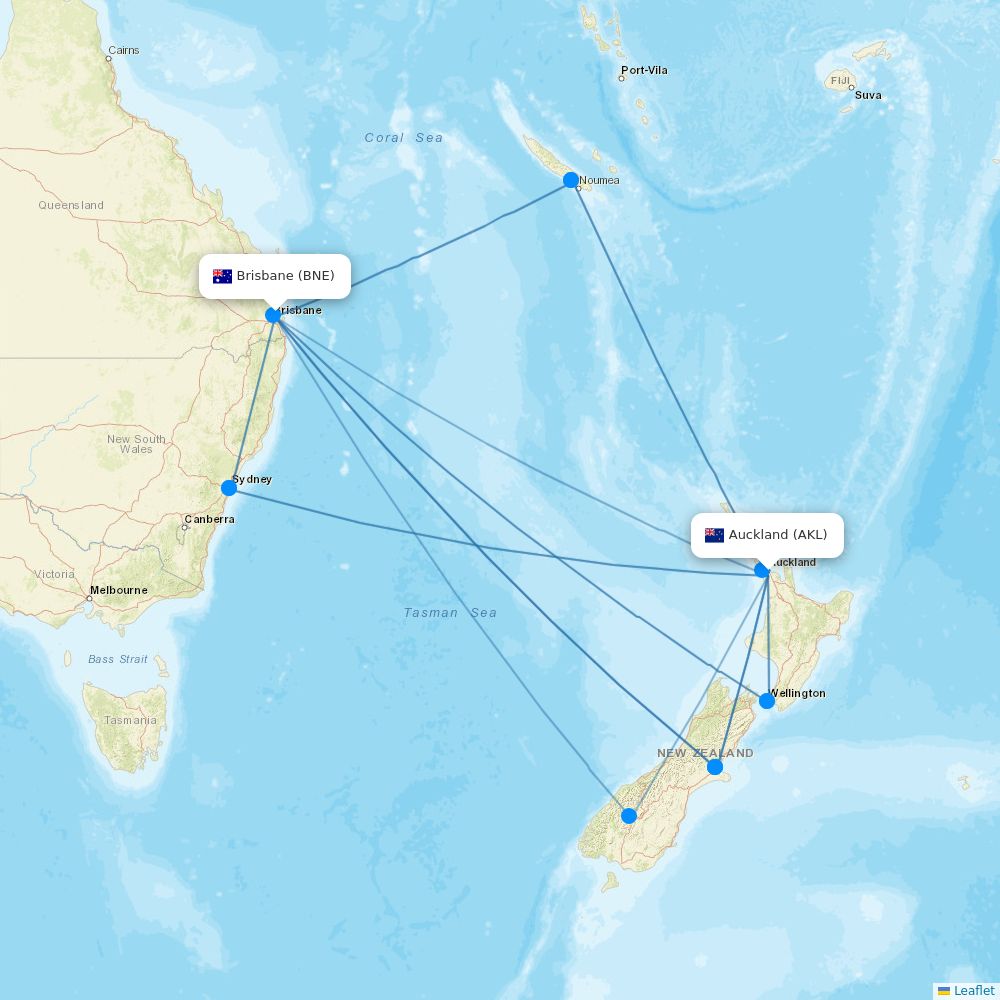 Air New Zealand routes 2025 – map with all flights - Flight Routes
