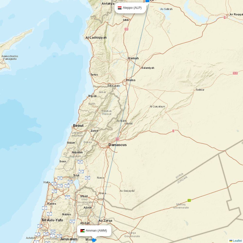 Royal Jordanian airline routes (RJ) 2026, map - Flight Routes