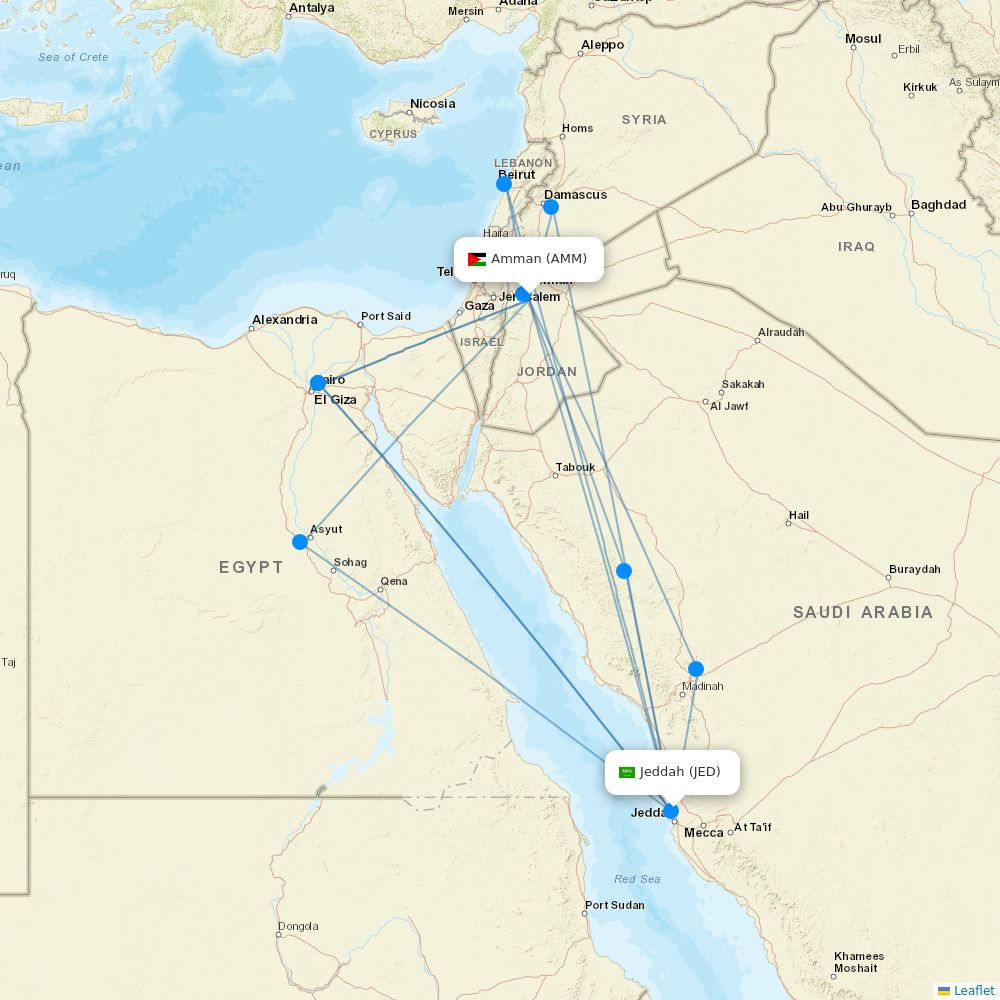 Flynas airline routes (XY) 2026, map - Flight Routes