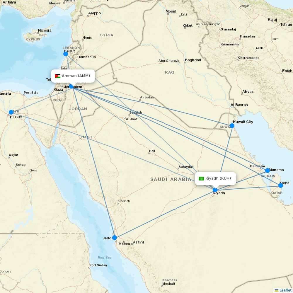 Flyadeal airline routes (F3) 2025, map - Flight Routes