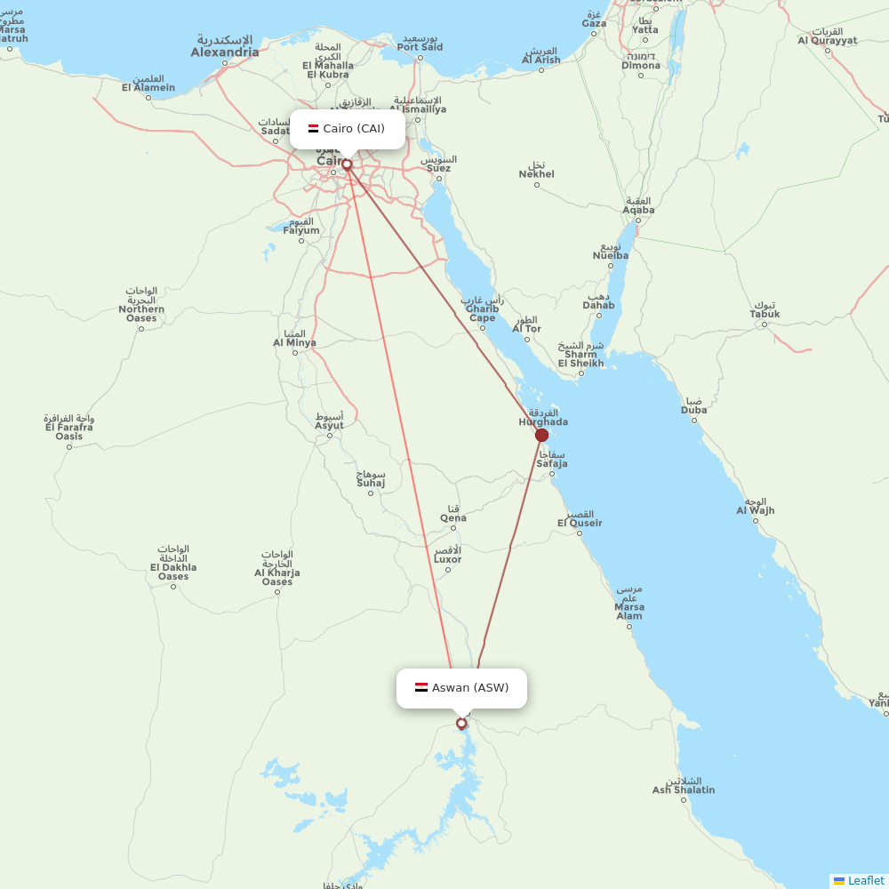 EgyptAir airline routes (MS) 2026, map - Flight Routes
