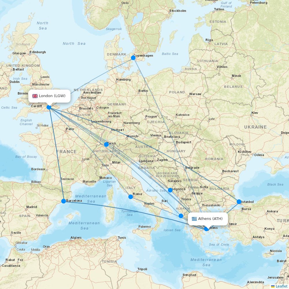 Wizz Air UK airline routes (W9) 2025, map - Flight Routes