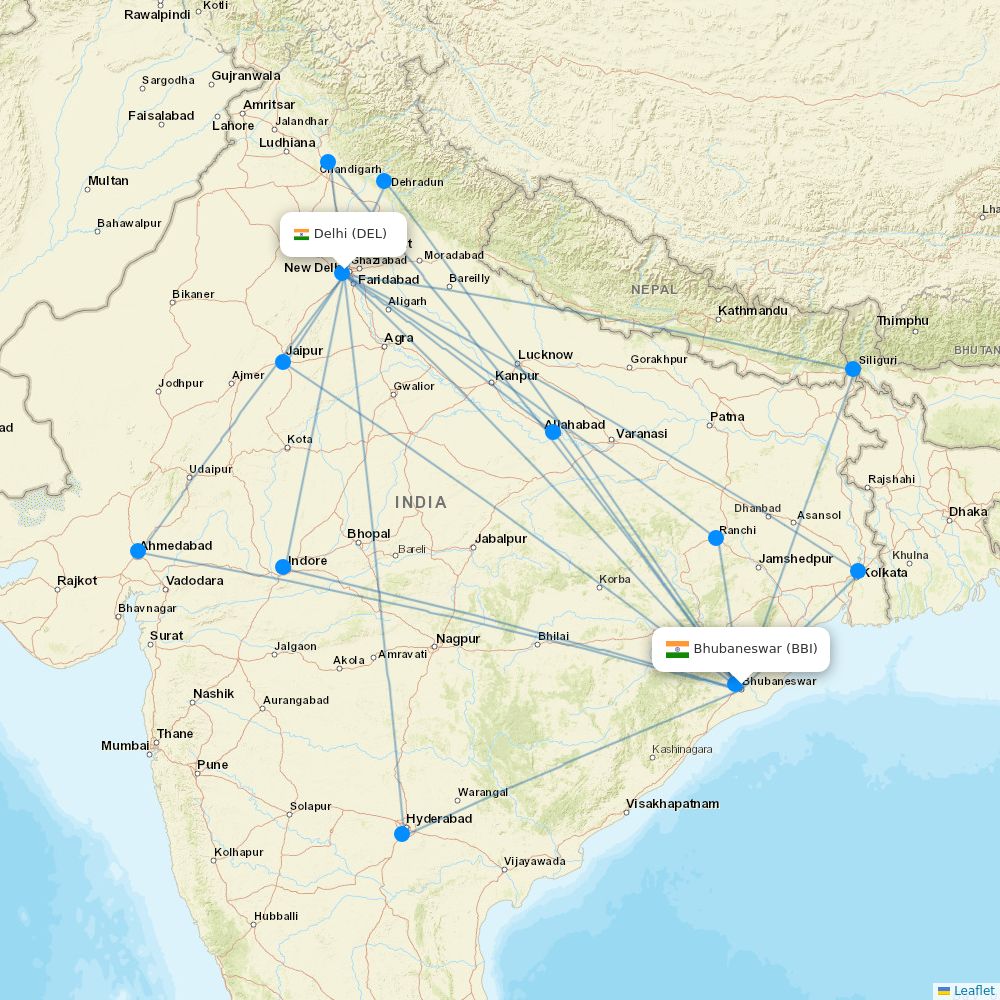 Air India Express airline routes (IX) 2025, map - Flight Routes