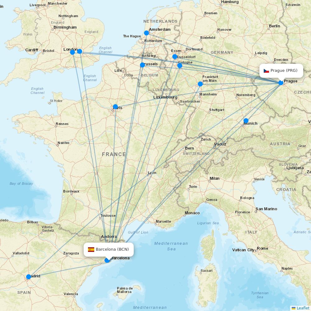 SmartWings airline routes (QS) 2025, map - Flight Routes