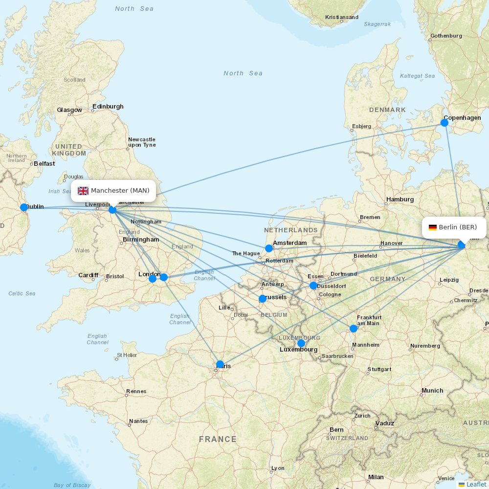 Ryanair UK airline routes (RK) 2026, map - Flight Routes