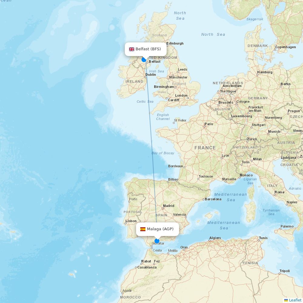 Ryanair UK airline routes (RK) 2025, map - Flight Routes