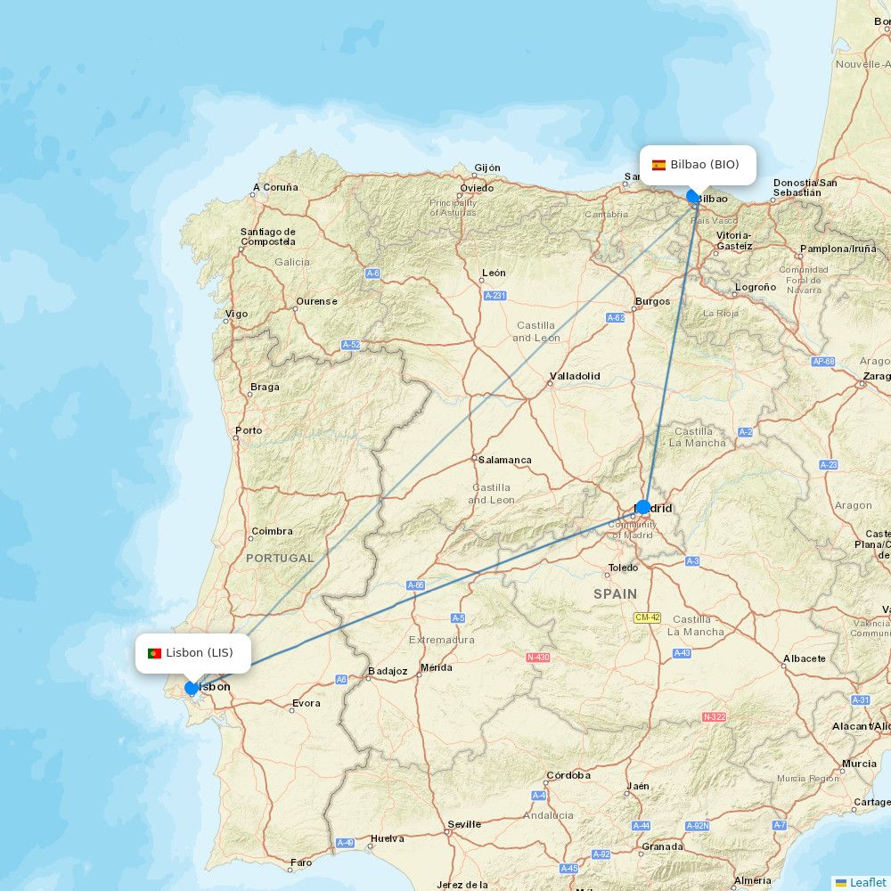 TAP Portugal airline routes (TP) - map - Flight Routes
