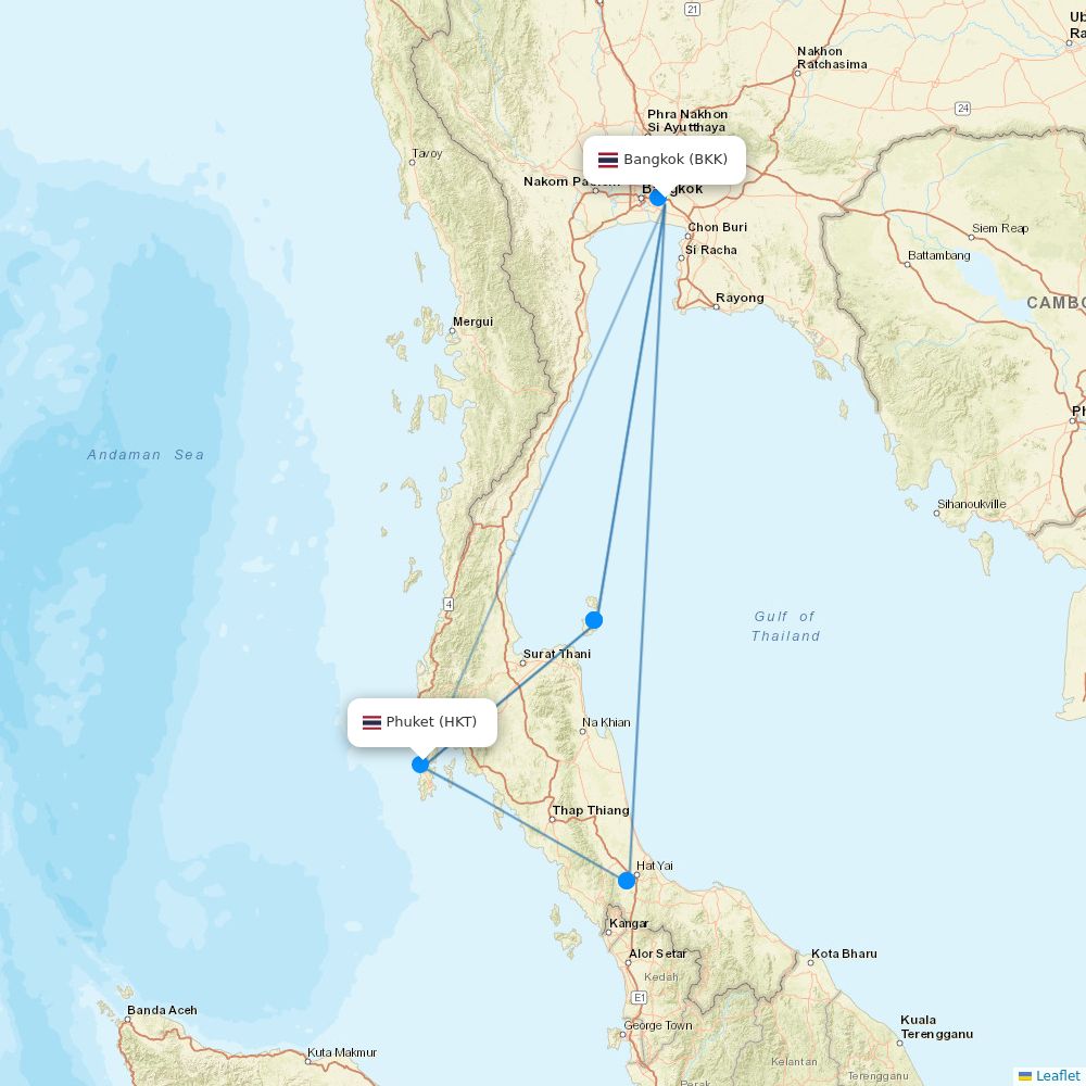 Thai Airways International airline routes (TG) 2026, map - Flight Routes