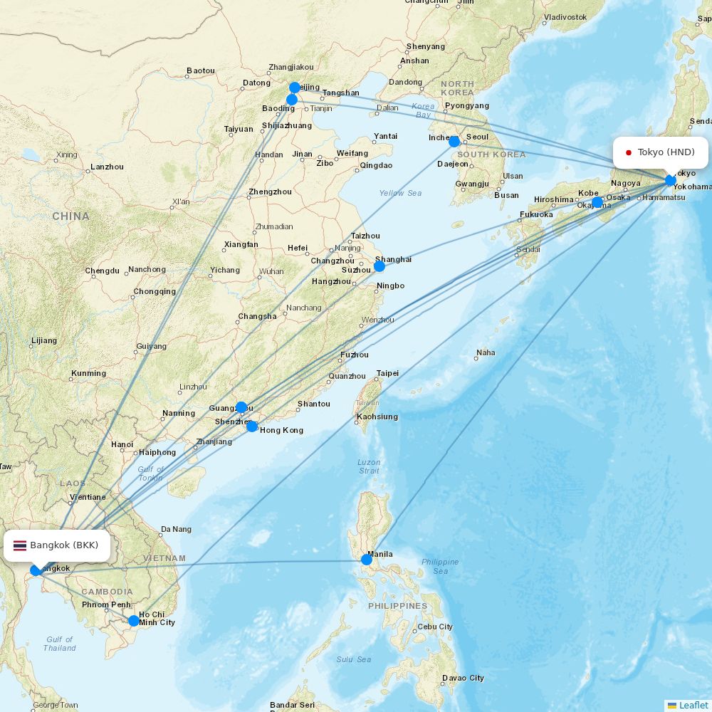 Thai Airways International airline routes (TG) 2026, map - Flight Routes