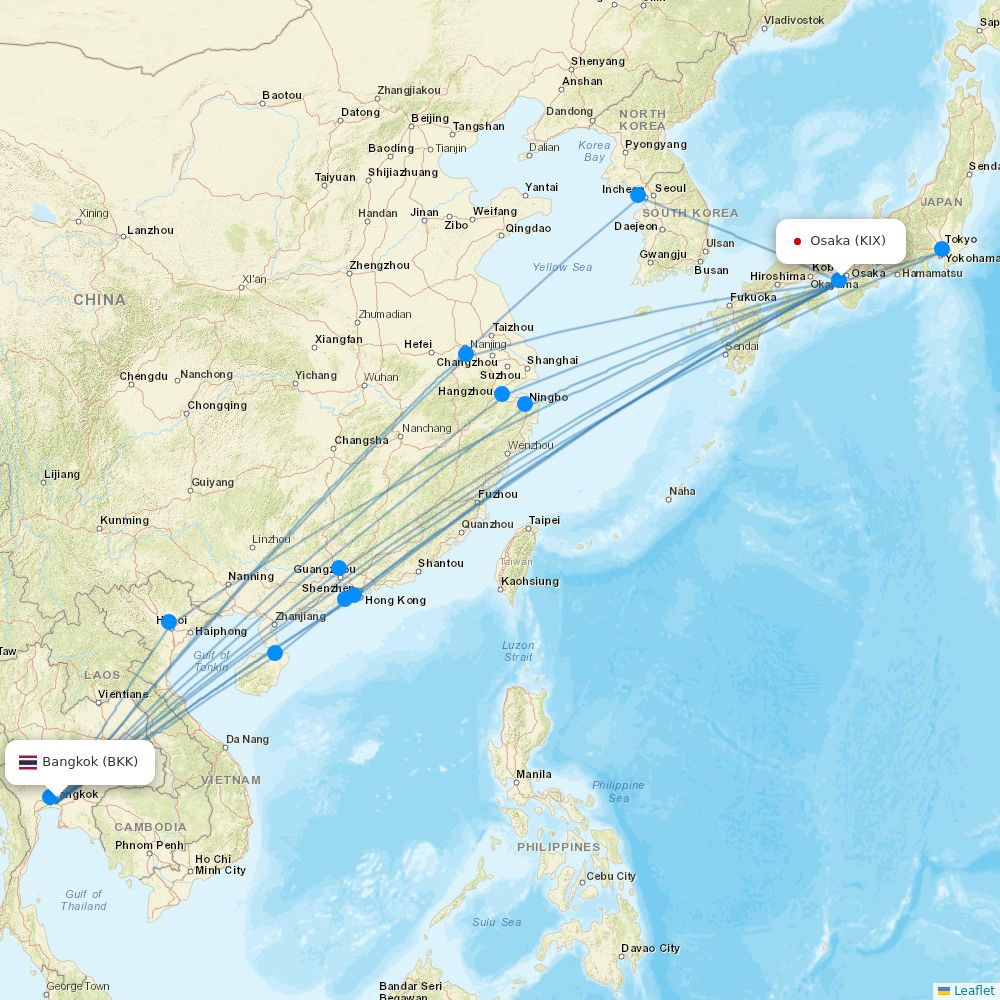 Peach Aviation airline routes (MM) - map - Flight Routes