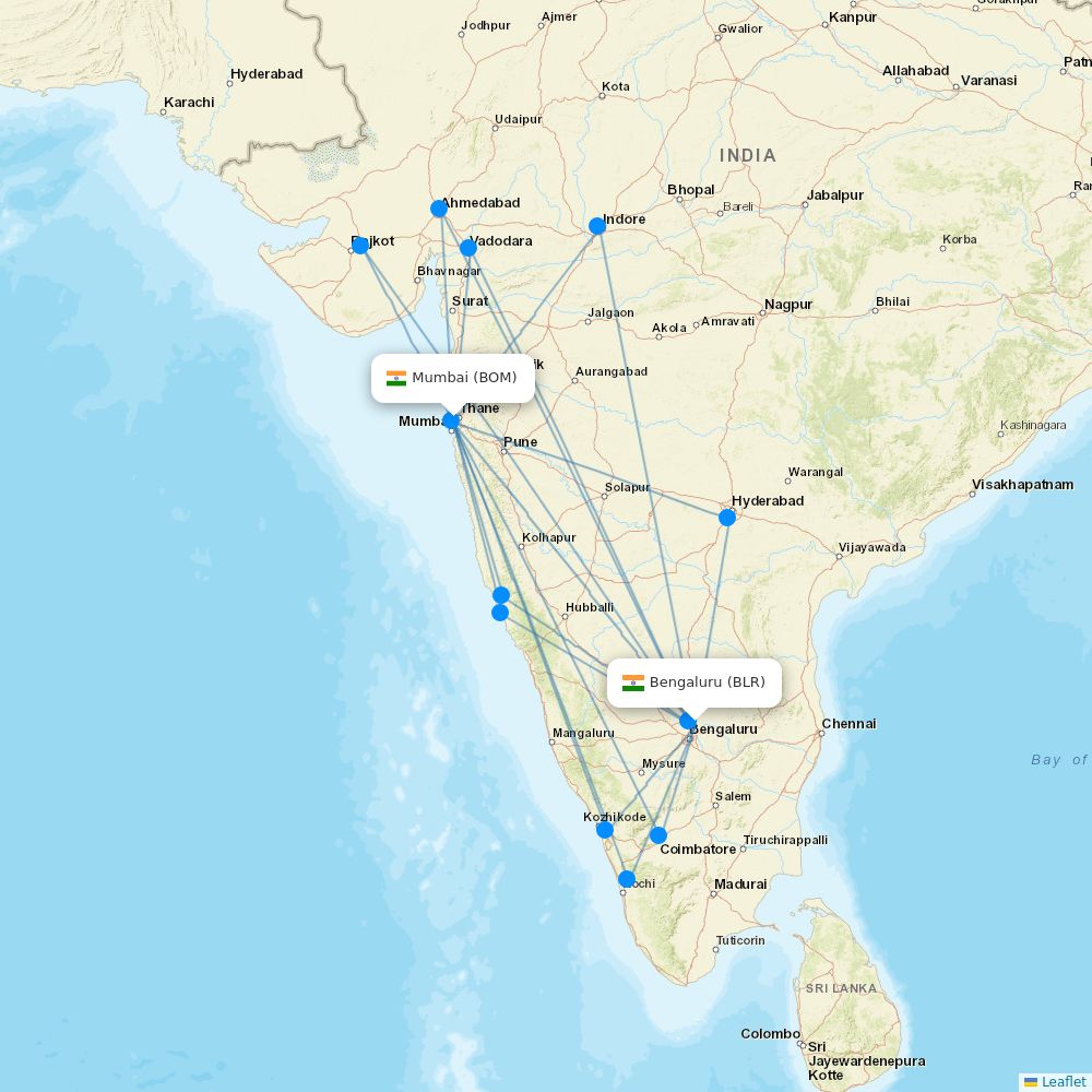 IndiGo routes 2025 – interactive map with all flights - Flight Routes