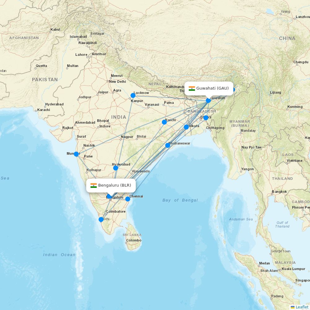 Air India Express airline routes (IX) 2026, map - Flight Routes
