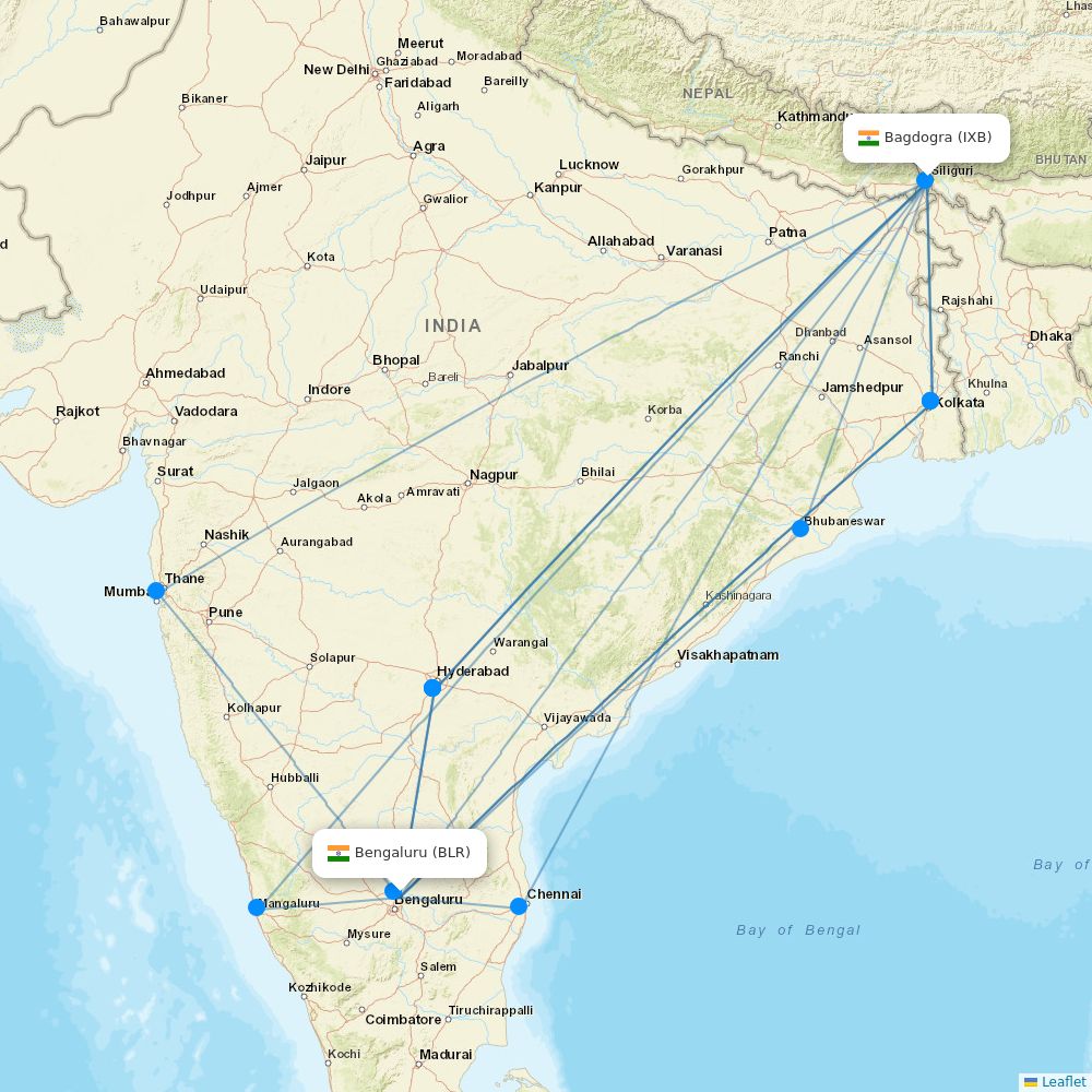 Air India Express airline routes (IX) 2026, map - Flight Routes