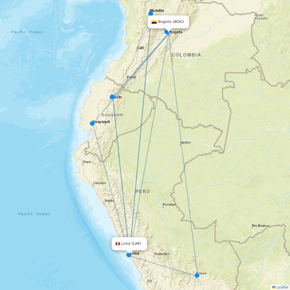 Avianca routes 2026 – interactive map with all flights - Flight Routes