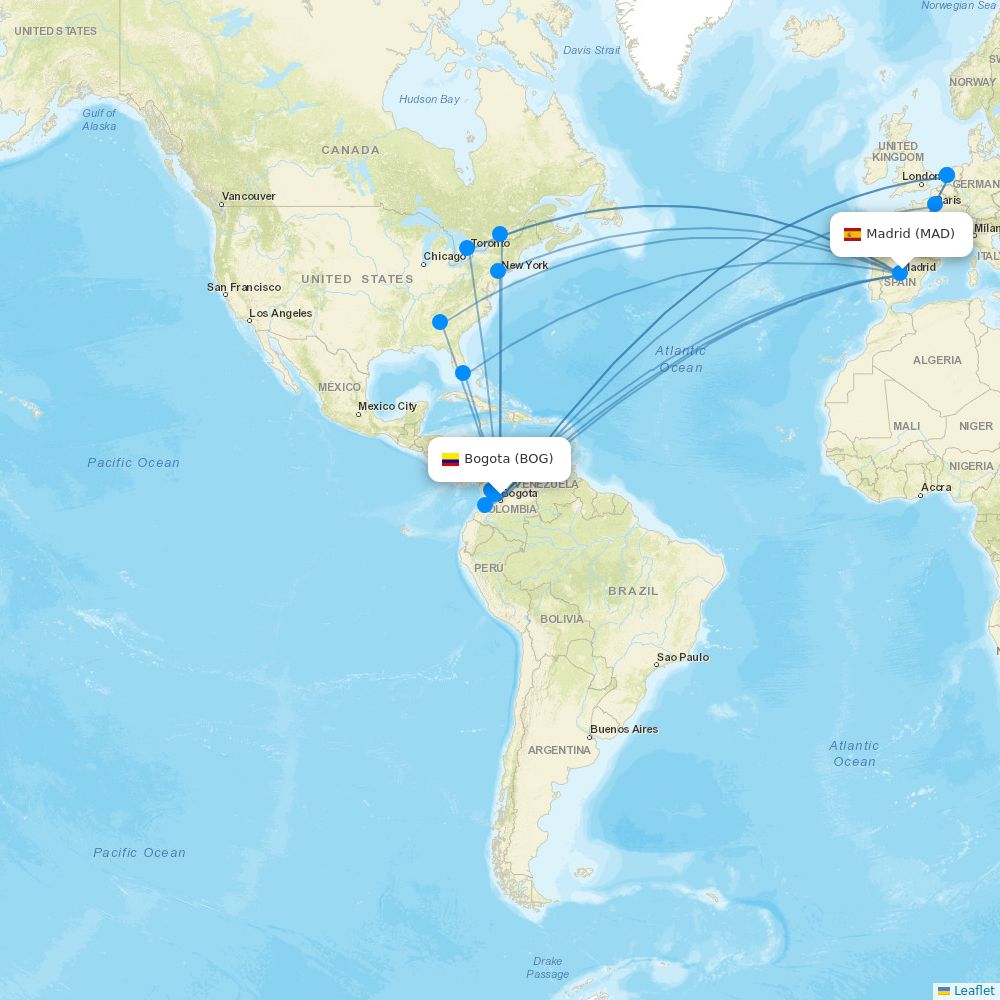 Avianca routes 2026 – interactive map with all flights - Flight Routes