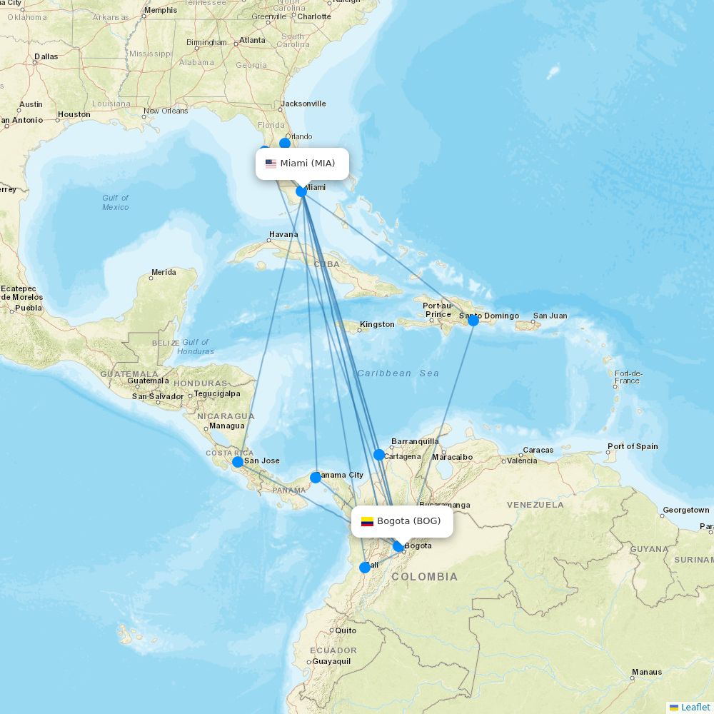 Avianca routes 2026 – interactive map with all flights - Flight Routes