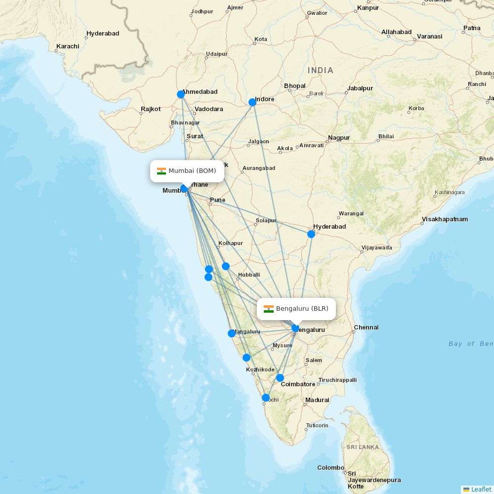 IndiGo routes 2025 – interactive map with all flights - Flight Routes
