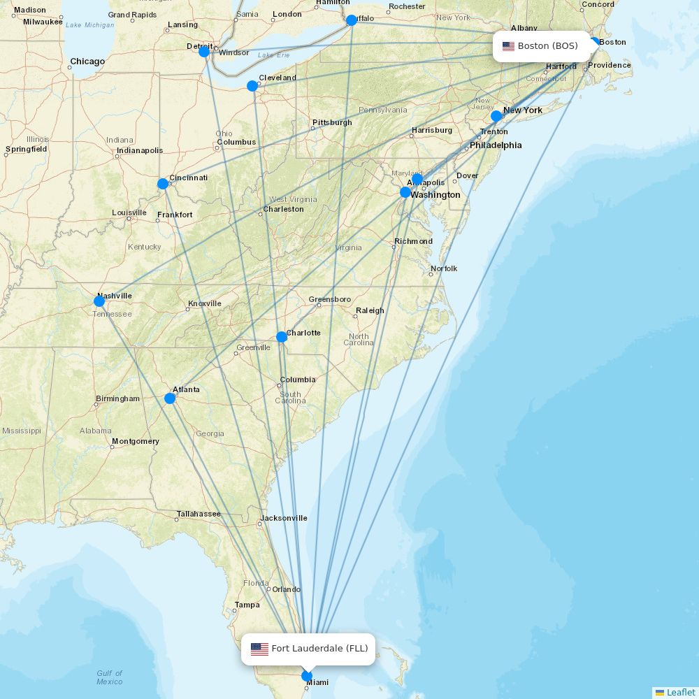 JetBlue routes 2025 – interactive map with all flights - Flight Routes