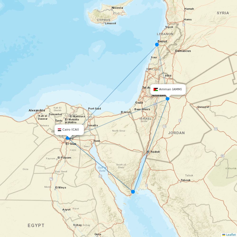 EgyptAir airline routes (MS) 2026, map - Flight Routes