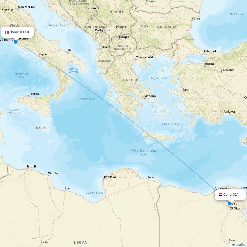 EgyptAir airline routes (MS) 2026, map - Flight Routes