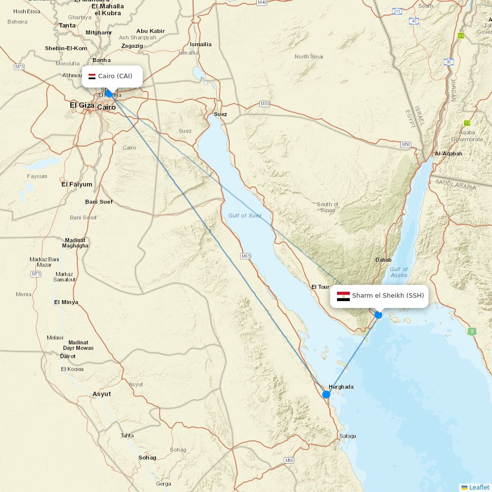 EgyptAir airline routes (MS) 2026, map - Flight Routes
