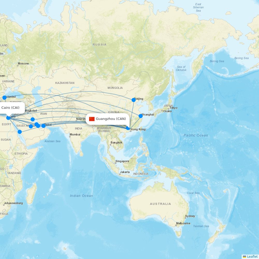 EgyptAir airline routes (MS) 2026, map - Flight Routes