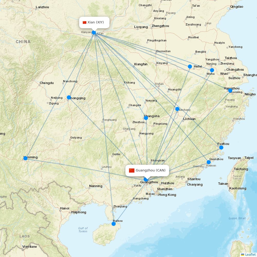 Shenzhen Airlines routes 2025 – map with all flights - Flight Routes