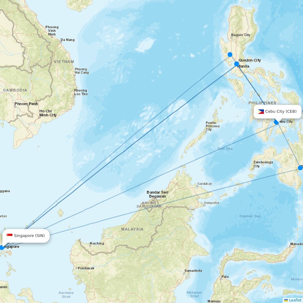 Scoot airline routes (TR) 2025, map - Flight Routes