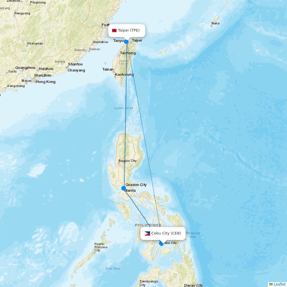 EVA Air airline routes (BR) - map - Flight Routes
