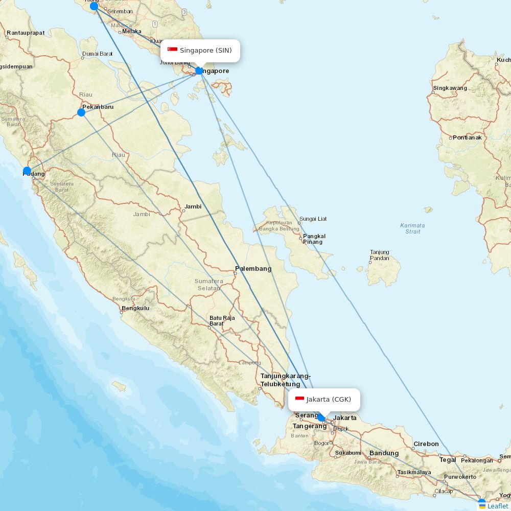 Scoot airline routes (TR) 2025, map - Flight Routes
