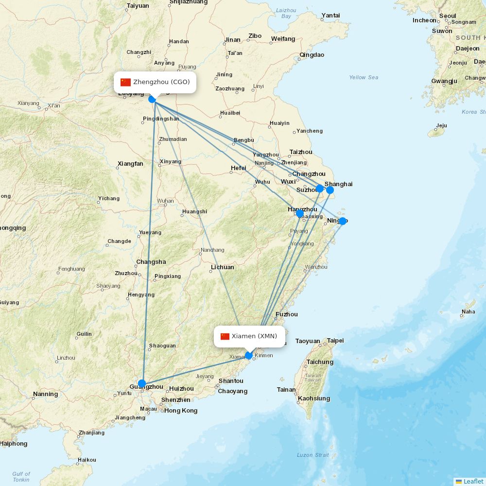 Xiamen Airlines routes 2025 – map with all flights - Flight Routes