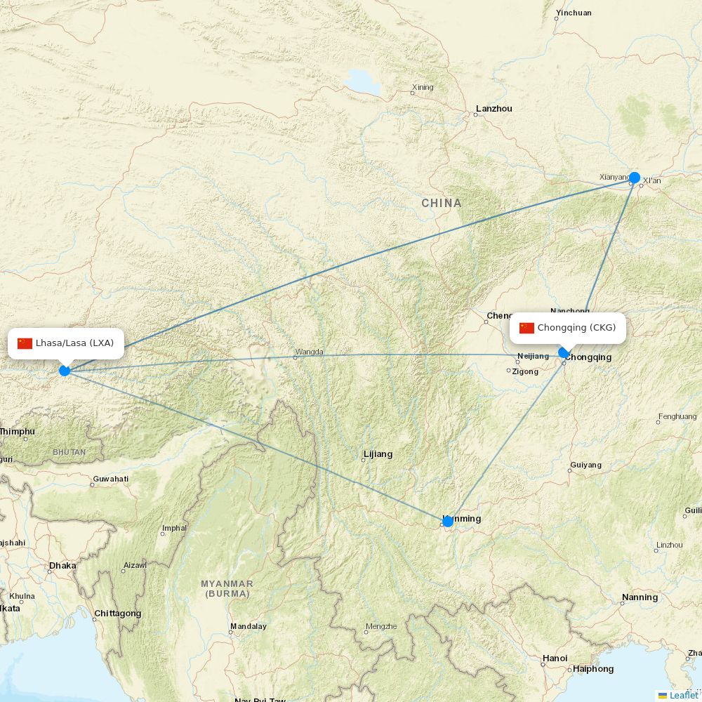 Sichuan Airlines routes 2026 – map with all flights - Flight Routes