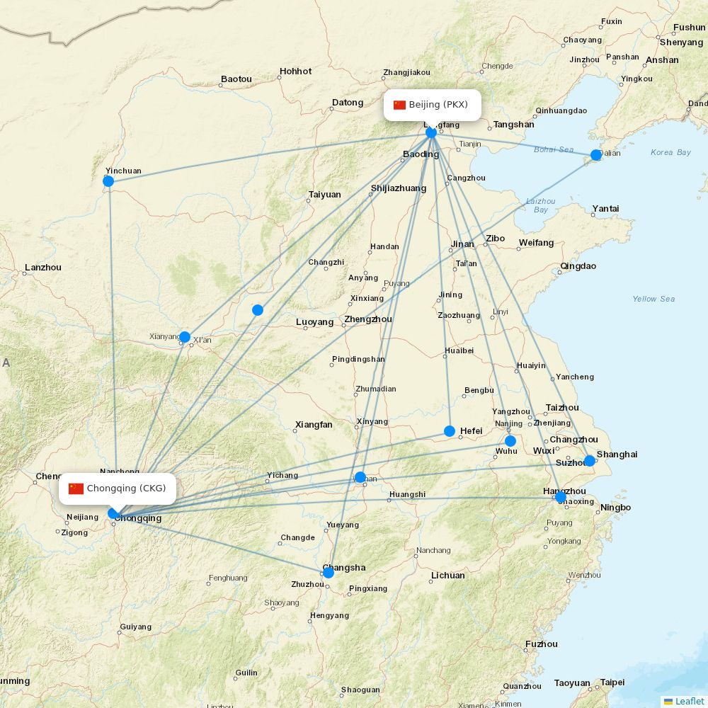 Beijing Capital Airlines routes 2025 – map with flights - Flight Routes