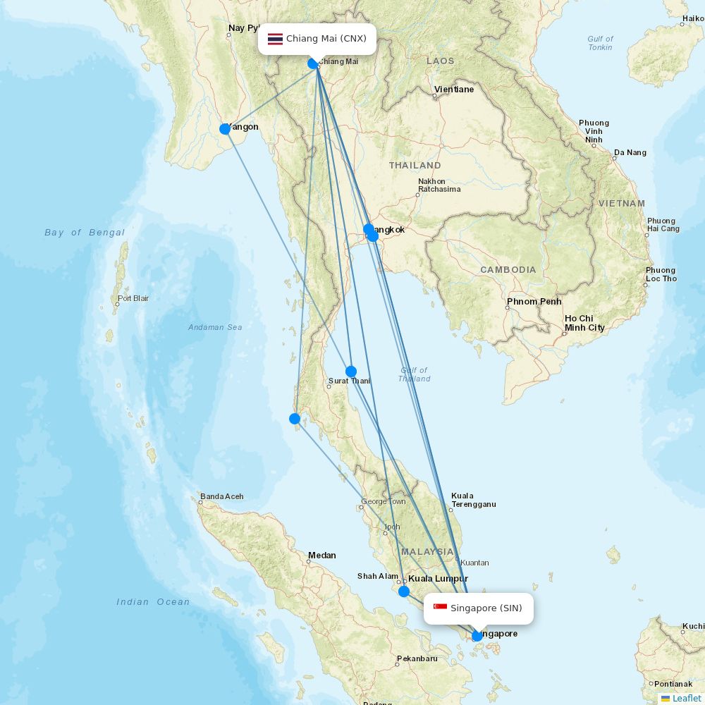Scoot airline routes (TR) 2025, map - Flight Routes
