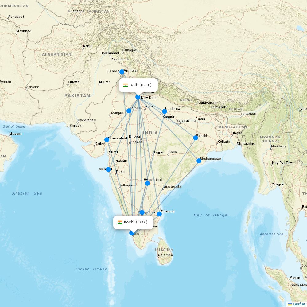 Air India routes 2025 – interactive map with all flights - Flight Routes