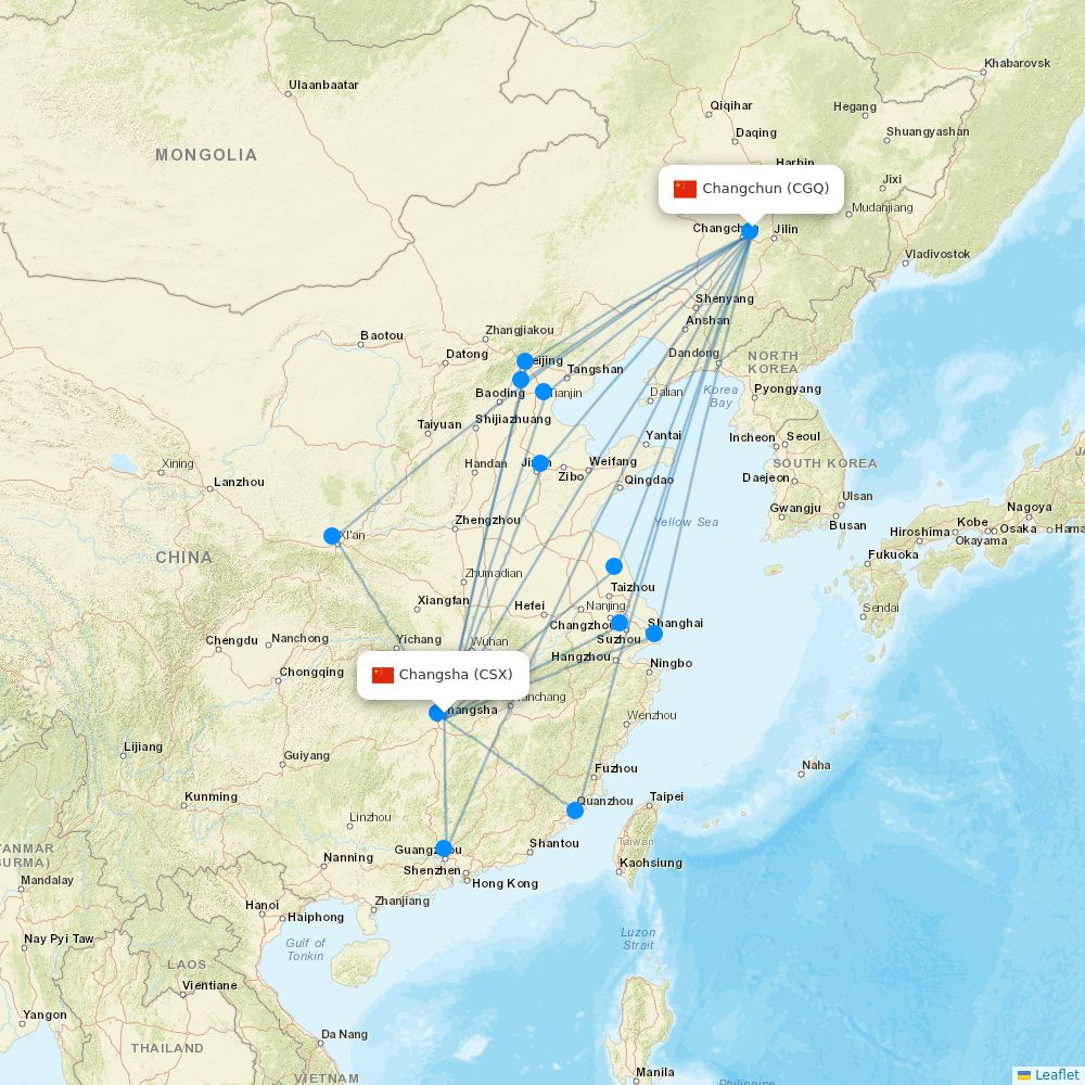 Beijing Capital Airlines routes 2026 – map with flights - Flight Routes
