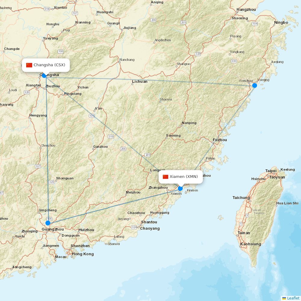 Xiamen Airlines routes 2025 – map with all flights - Flight Routes