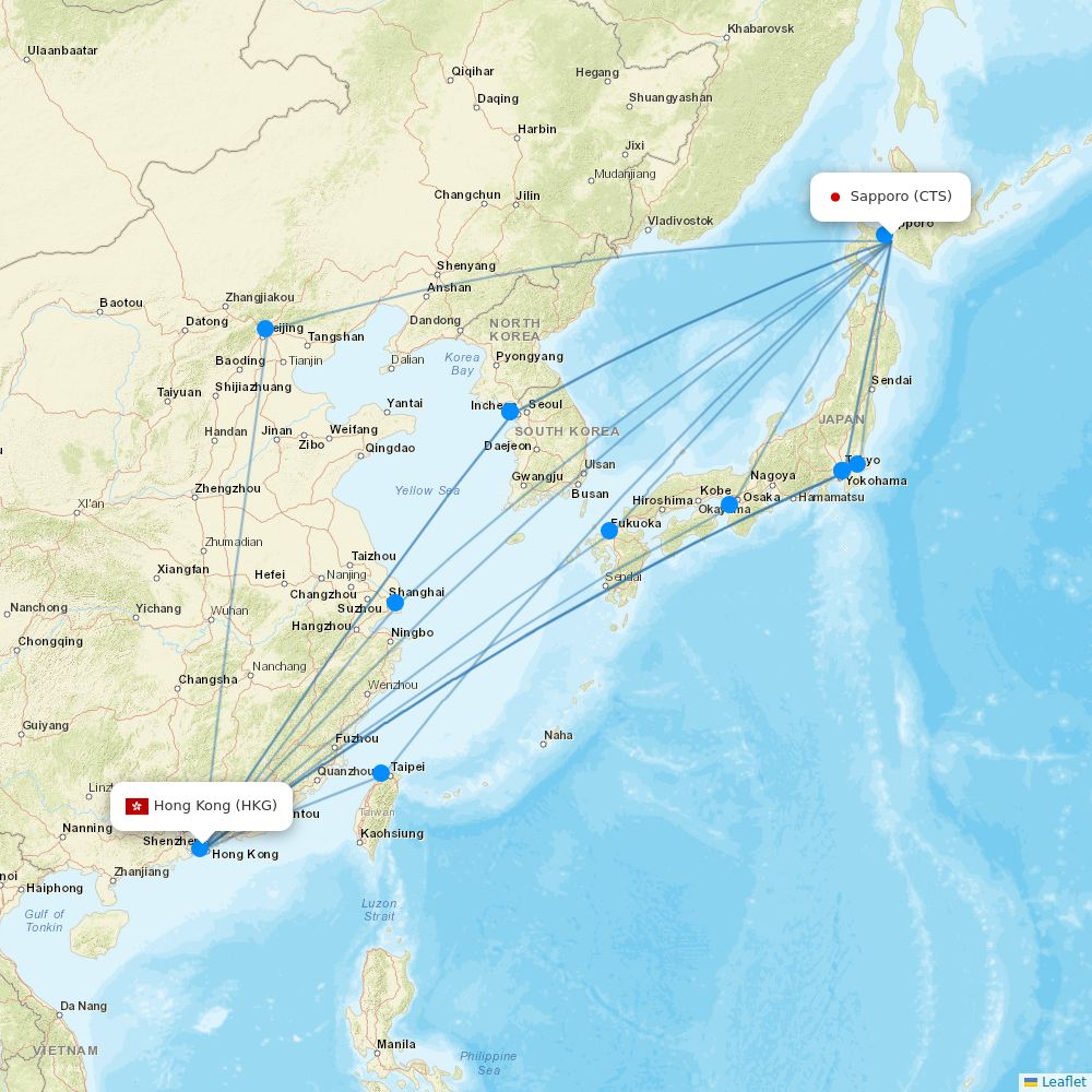 Cathay Pacific airline routes (CX) 2026, map - Flight Routes