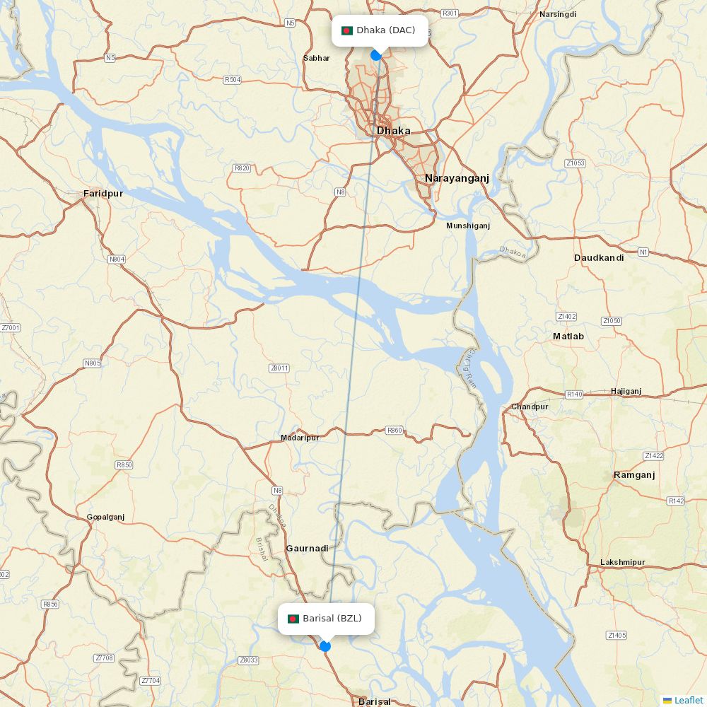 Biman Bangladesh Airlines routes (BG) 2025, map - Flight Routes