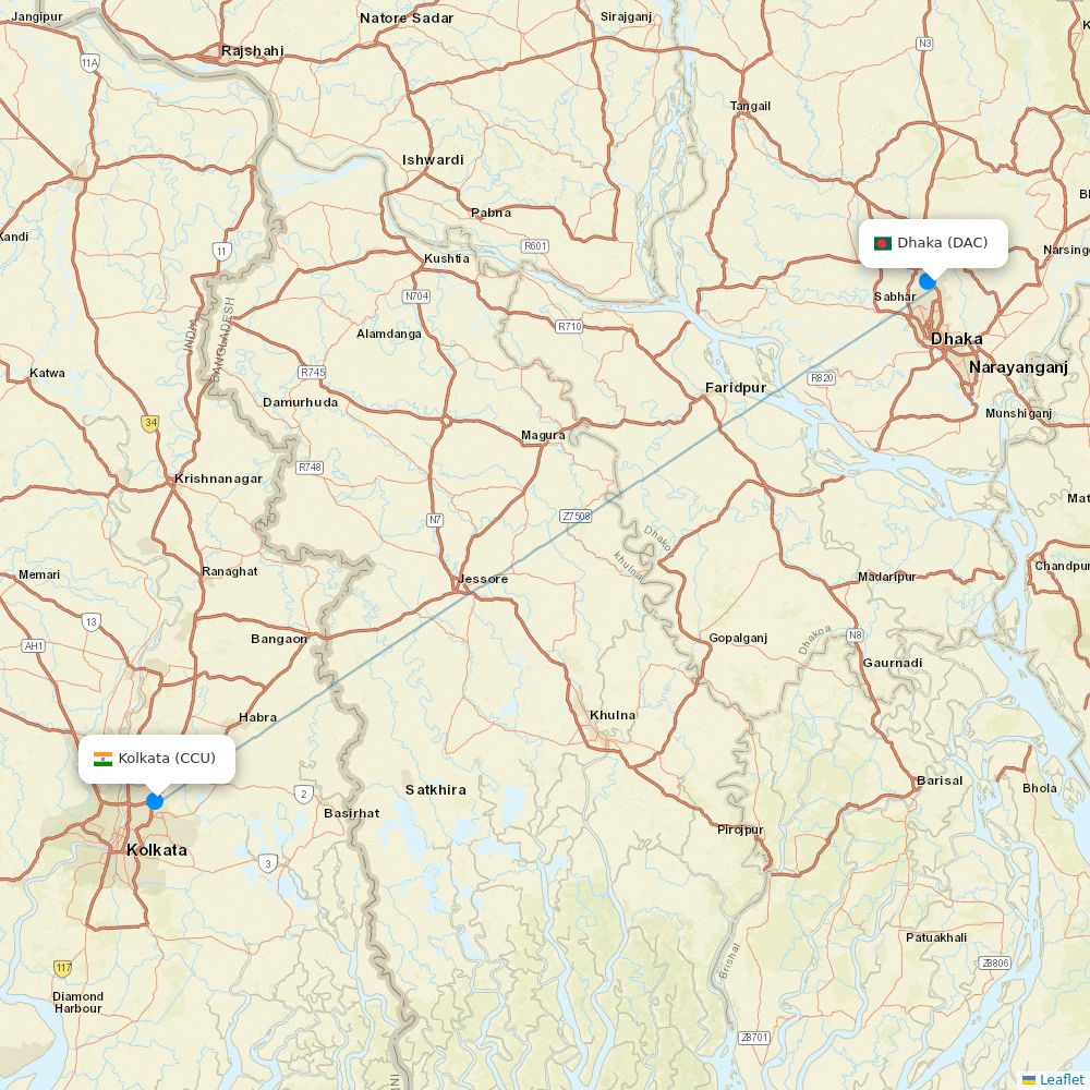 Biman Bangladesh Airlines routes (BG) 2025, map - Flight Routes