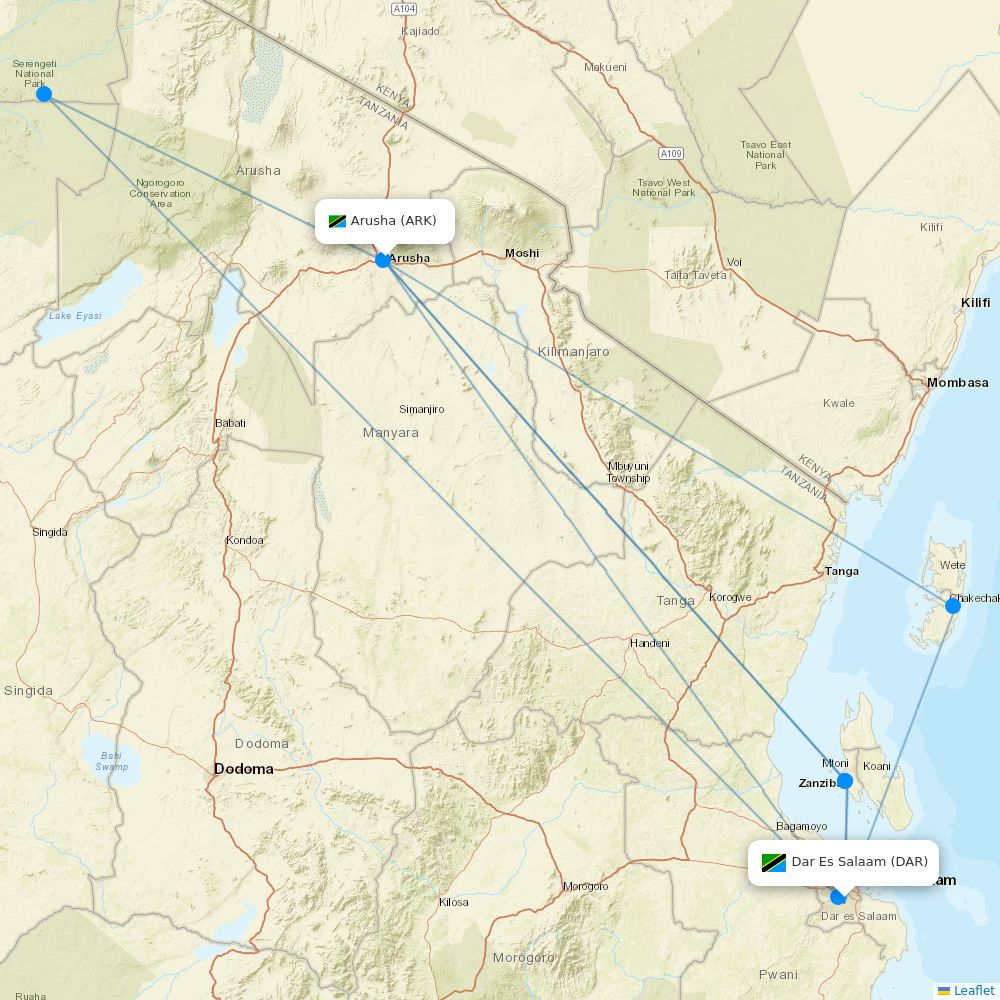 Auric Air airline routes (UI) 2025, map - Flight Routes