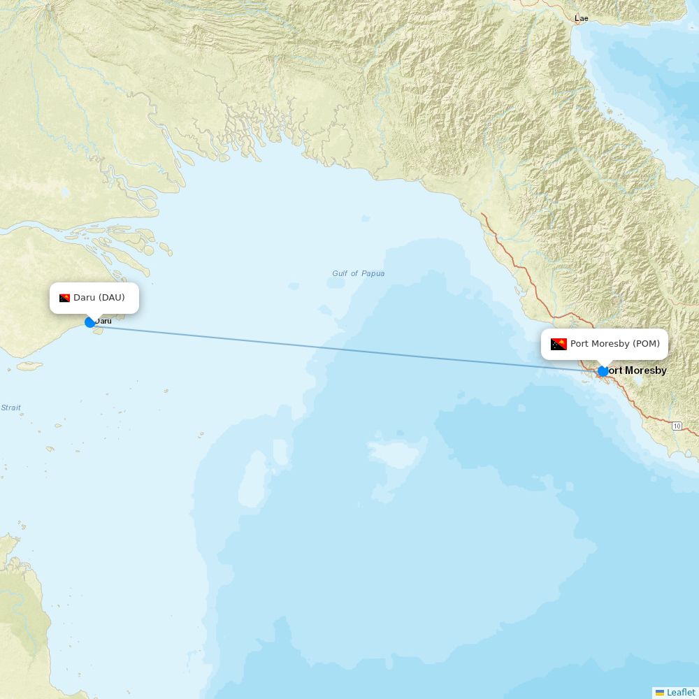 PNG Air airline routes (CG) 2025, map - Flight Routes
