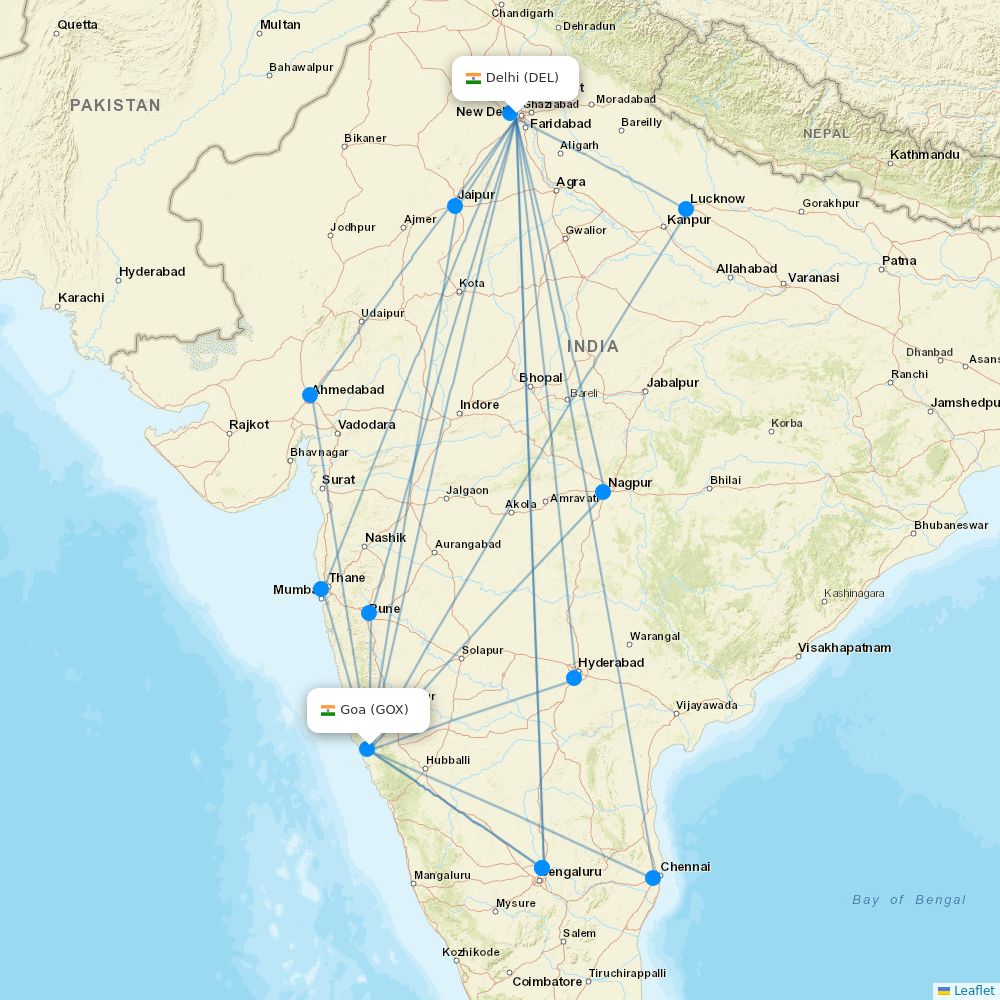 Air India Express airline routes (IX) 2026, map - Flight Routes
