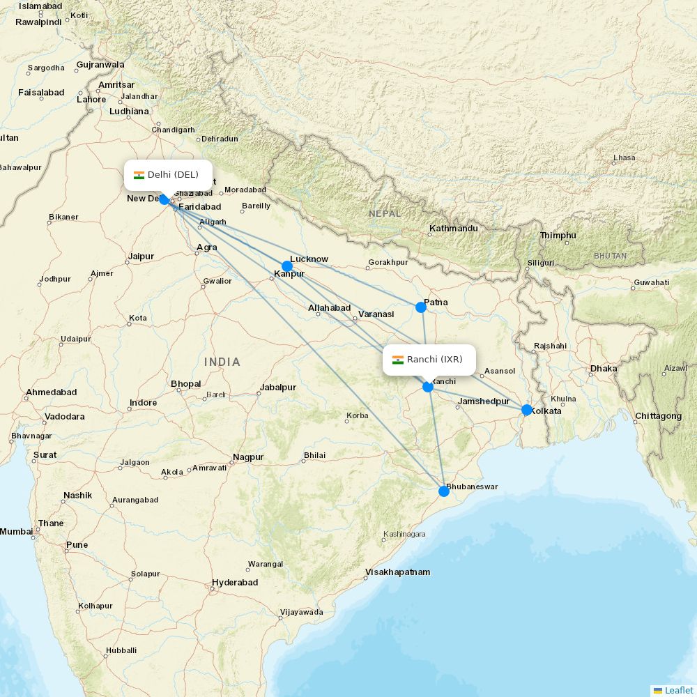 Air India Express airline routes (IX) 2026, map - Flight Routes