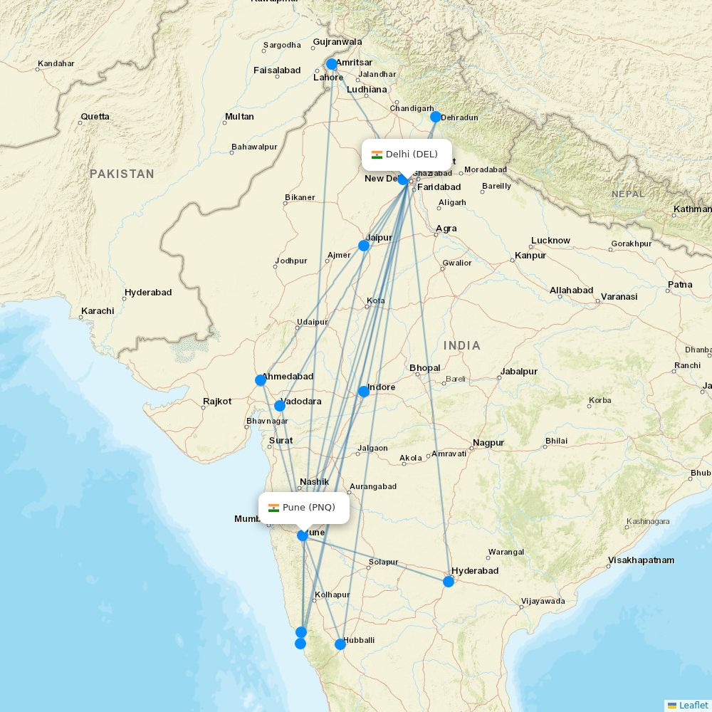 IndiGo routes 2025 – interactive map with all flights - Flight Routes